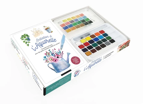 Initiation à l'aquarelle - Avec 1 palette complète, 1 pinceau et 1 guide d'initiation - LPMarocaine