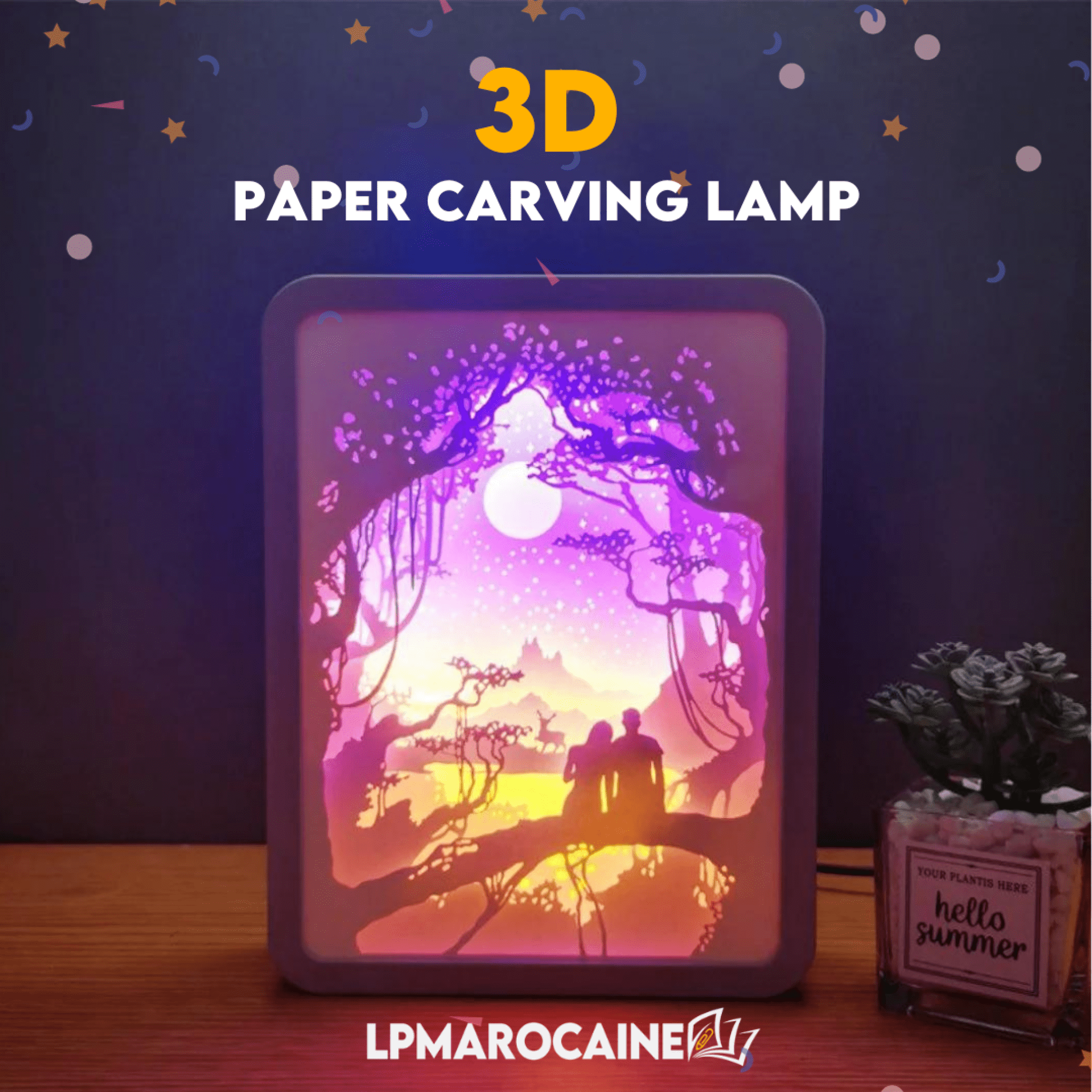 3D Paper Carving Lamp Light Box - Lampe à découper en papier 3D ...